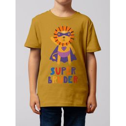 wat? Apparel T-Shirt L&ouml;we Superbruder in Ocker | Gr.: 98/104