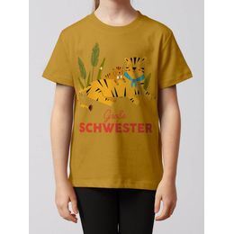wat? Apparel T-Shirt Tiger Gro&szlig;e Schwester in Ocker | Gr.: 152-164
