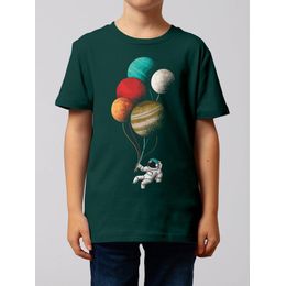 wat? Apparel T-Shirt Balloon Spaceman in Dunkelgr&uuml;n | Gr.: 110/116
