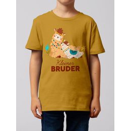 wat? Apparel T-Shirt Lama Kleiner Bruder in Ocker | Gr.: 134-146