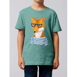 wat? Apparel T-Shirt Fuchs in Teal Monstera | Gr.: 152-164