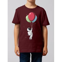 wat? Apparel T-Shirt Little Balloon Astronaut in Weinrot | Gr.: 98/104