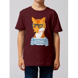 wat? Apparel T-Shirt Fuchs in Weinrot | Gr.: 152-164