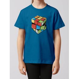 wat? Apparel T-Shirt Pixel Zauberw&uuml;rfel in Blau | Gr.: 110/116