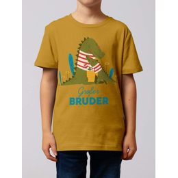 wat? Apparel T-Shirt Krokodil Gro&szlig;er Bruder in Ocker | Gr.: 134-146