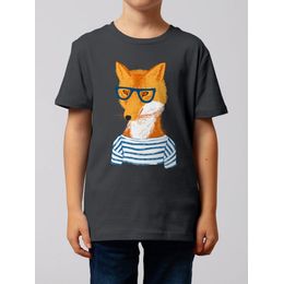 wat? Apparel T-Shirt Fuchs in Grau | Gr.: 152-164