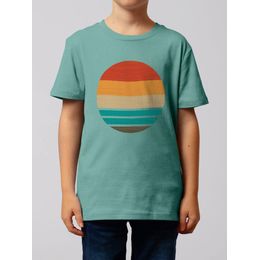 wat? Apparel T-Shirt Retro Sunset Ocean in Teal Monstera | Gr.: 98/104