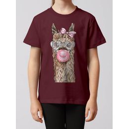 wat? Apparel T-Shirt Alpaka in Weinrot | Gr.: 110/116