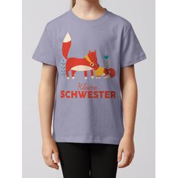 wat? Apparel T-Shirt Fuchs Kleine Schwester in Lavender | Gr.: 110/116