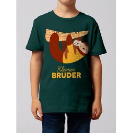 wat? Apparel T-Shirt Faultier Kleiner Bruder in Dunkelgr&uuml;n | Gr.: 110/116