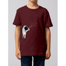 wat? Apparel T-Shirt Spray the universe in Weinrot | Gr.: 110/116