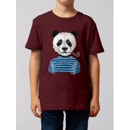 wat? Apparel T-Shirt Panda in Weinrot | Gr.: 152-164