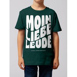 wat? Apparel T-Shirt Moin liebe Leude in Dunkelgr&uuml;n | Gr.: 152-164