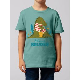 wat? Apparel T-Shirt Krokodil Kleiner Bruder in Teal Monstera | Gr.: 98/104
