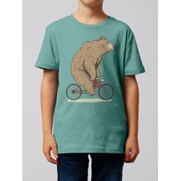wat? Apparel T-Shirt Fahrradb&auml;r in Teal Monstera | Gr.: 152-164