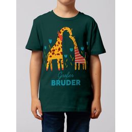 wat? Apparel T-Shirt Giraffe Gro&szlig;er Bruder in Dunkelgr&uuml;n | Gr.: 134-146