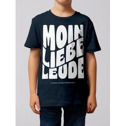 wat? Apparel T-Shirt Moin liebe Leude in Dunkelblau | Gr.: 110/116