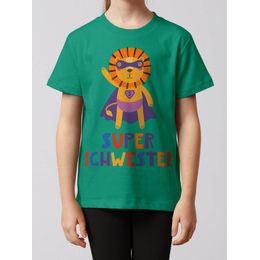 wat? Apparel T-Shirt L&ouml;we Superschwester in Go Green | Gr.: 134-146