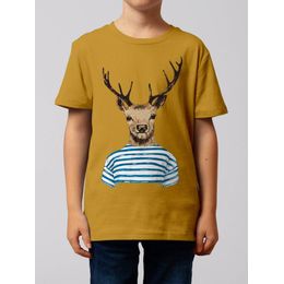 wat? Apparel T-Shirt Hirsch in Ocker | Gr.: 152-164
