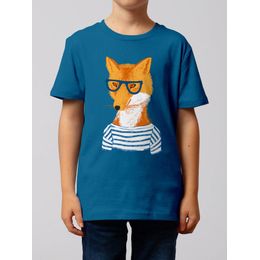 wat? Apparel T-Shirt Fuchs in Blau | Gr.: 152-164