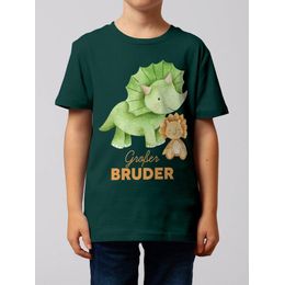 wat? Apparel T-Shirt Dinosaurier 07 Gro&szlig;er Bruder in Dunkelgr&uuml;n | Gr.: 110/116
