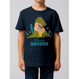 wat? Apparel T-Shirt Krokodil Kleiner Bruder in Dunkelblau | Gr.: 134-146