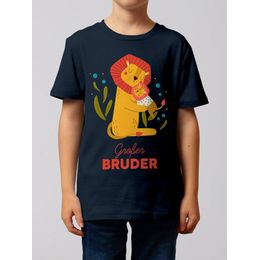 wat? Apparel T-Shirt L&ouml;wen Gro&szlig;er Bruder in Dunkelblau | Gr.: 152-164