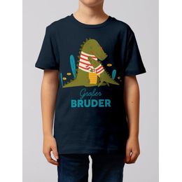 wat? Apparel T-Shirt Krokodil Gro&szlig;er Bruder in Dunkelblau | Gr.: 134-146