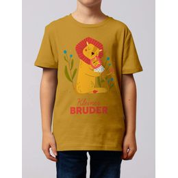 wat? Apparel T-Shirt L&ouml;wen Kleiner Bruder in Ocker | Gr.: 110/116