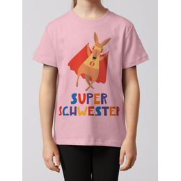 wat? Apparel T-Shirt K&auml;nguru Superschwester in Rosa | Gr.: 134-146