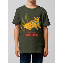 wat? Apparel T-Shirt Tiger Kleiner Bruder in Khaki | Gr.: 122/128
