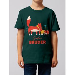 wat? Apparel T-Shirt Fuchs Gro&szlig;er Bruder in Dunkelgr&uuml;n | Gr.: 110/116