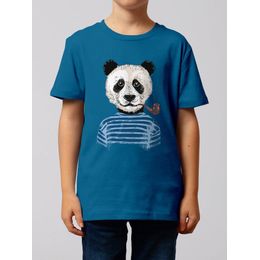 wat? Apparel T-Shirt Panda in Blau | Gr.: 110/116