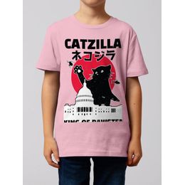 wat? Apparel T-Shirt Catzilla in Rosa | Gr.: 152-164