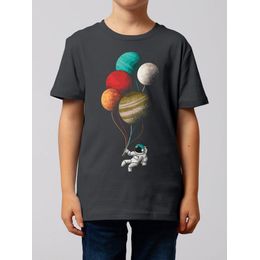wat? Apparel T-Shirt Balloon Spaceman in Grau | Gr.: 110/116