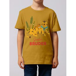 wat? Apparel T-Shirt Tiger Gro&szlig;er Bruder in Ocker | Gr.: 134-146
