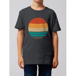 wat? Apparel T-Shirt Retro Sunset Ocean in Grau | Gr.: 134-146