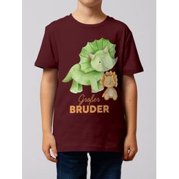wat? Apparel T-Shirt Dinosaurier 07 Gro&szlig;er Bruder in Weinrot | Gr.: 110/116
