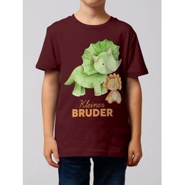 wat? Apparel T-Shirt Dinosaurier 07 Kleiner Bruder in Weinrot | Gr.: 122/128