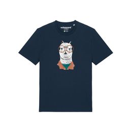 wat? Apparel T-Shirt Lama in Dunkelblau | Gr.: 56