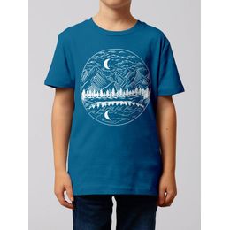 wat? Apparel T-Shirt Mountains by night in Blau | Gr.: 152-164