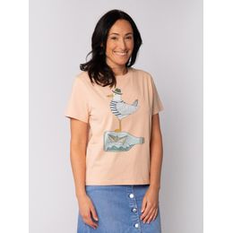 wat? Apparel T-Shirt M&ouml;we mit Hut in Fraiche Peche | Gr.: 38