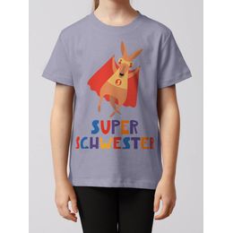 wat? Apparel T-Shirt K&auml;nguru Superschwester in Lavender | Gr.: 110/116