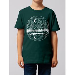 wat? Apparel T-Shirt Mountains by night in Dunkelgr&uuml;n | Gr.: 152-164