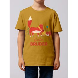 wat? Apparel T-Shirt Fuchs Gro&szlig;er Bruder in Ocker | Gr.: 152-164