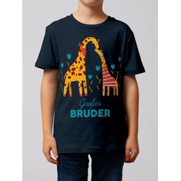 wat? Apparel T-Shirt Giraffe Gro&szlig;er Bruder in Dunkelblau | Gr.: 98/104