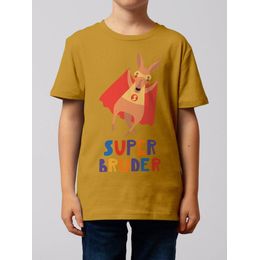wat? Apparel T-Shirt K&auml;nguru Superbruder in Ocker | Gr.: 152-164