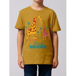 wat? Apparel T-Shirt Giraffe Kleiner Bruder in Ocker | Gr.: 110/116