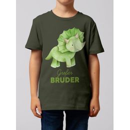 wat? Apparel T-Shirt Dinosaurier 01 Gro&szlig;er Bruder in Khaki | Gr.: 98/104