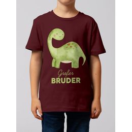 wat? Apparel T-Shirt Dinosaurier 04 Gro&szlig;er Bruder in Weinrot | Gr.: 152-164